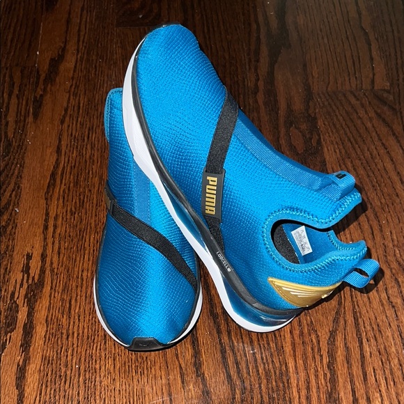 Puma | Shoes | Puma Sneakers In Vibrant Blue And Gold Accents | Poshmark
